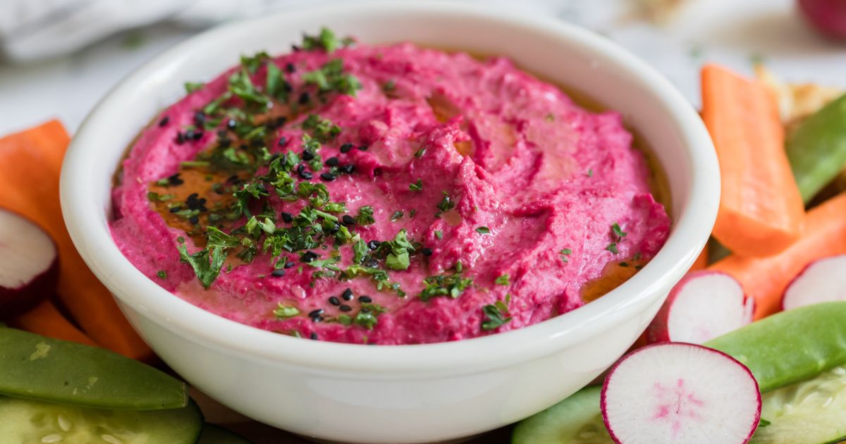 Beet Hummus - Celebrating Simply