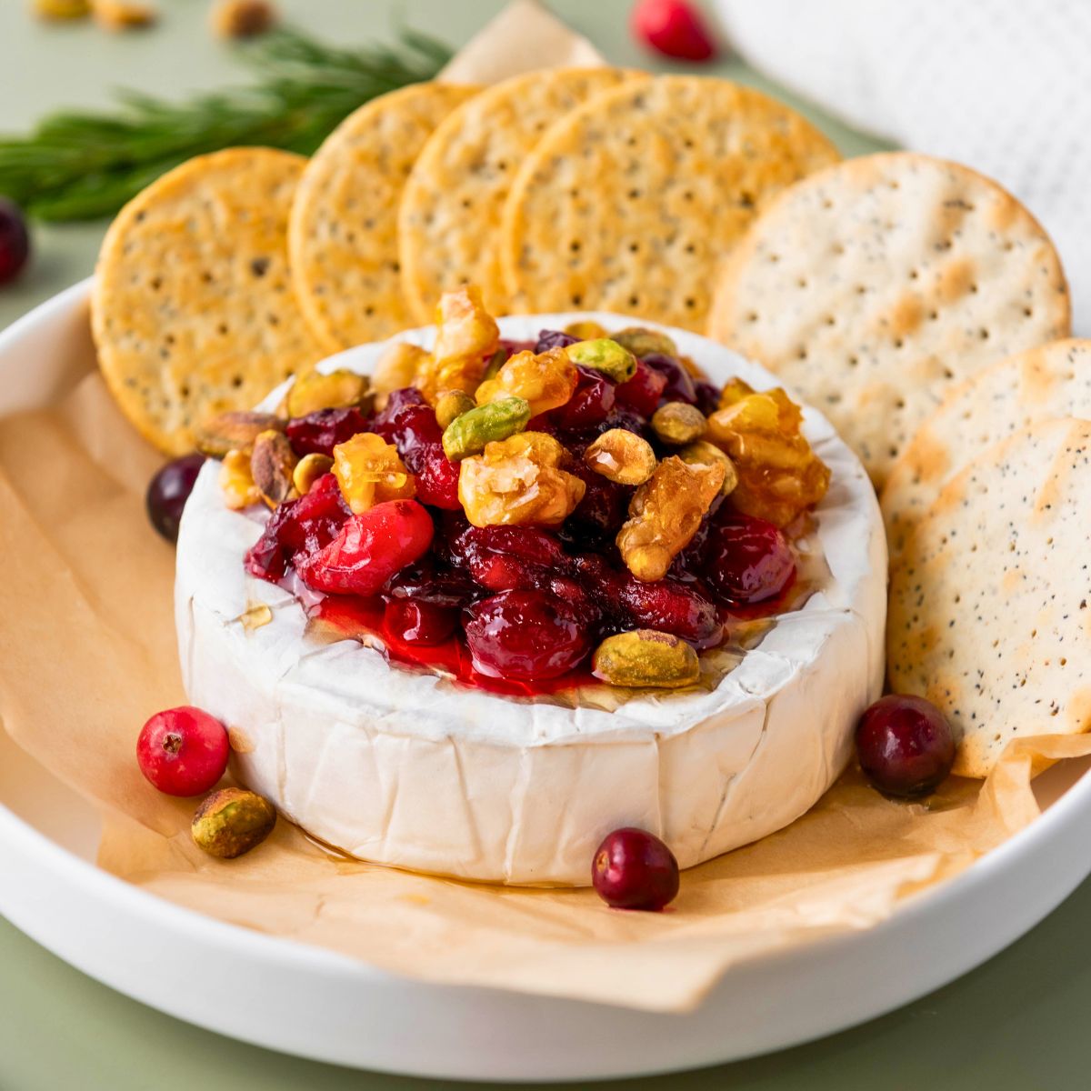 Baked Brie with Cranberries - Celebrating Simply